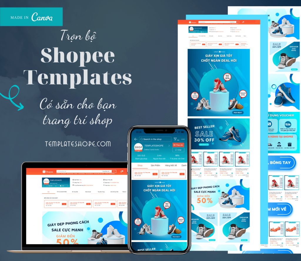 Template Shopee ngành Giày dép nam, Thể thao & du lịch, Balô & Túi ví ...