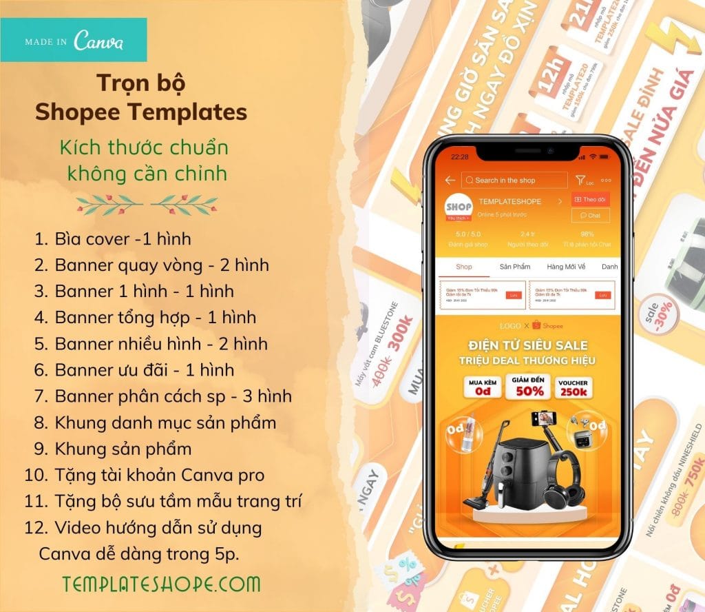 Shopee/Lazada Templates ngành thiết bị điện gia dụng, thiết bị điện tử ...