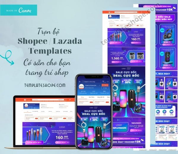 Shopee /Lazada templates ngành thiết bị điện tử, điện thoại & phụ kiện ...