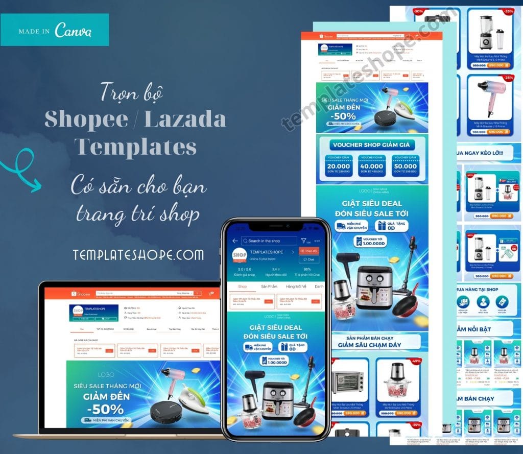 Shopee/Lazada template ngành thiết bị điện gia dụng, thiết bị điện tử ...