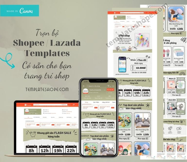 Shopee/Lazada template ngành nhà cửa & đời sống, nhà sách online, dụng ...