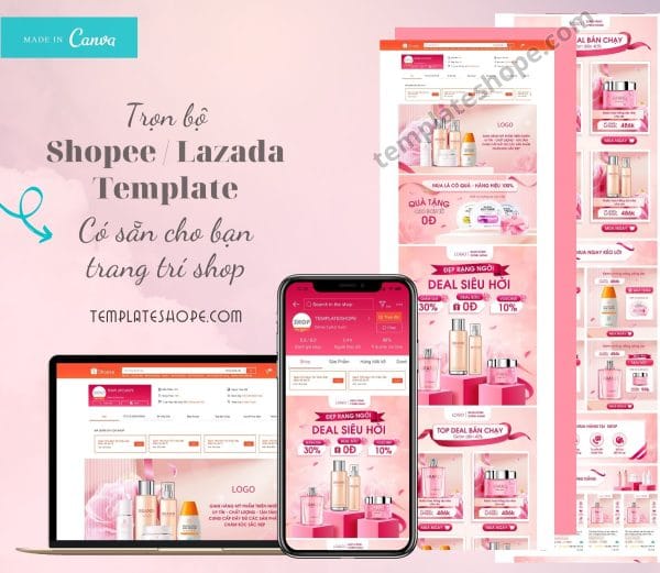 Shopee/Lazada template trang trí shop ngành sắc đẹp, sức khỏe ...