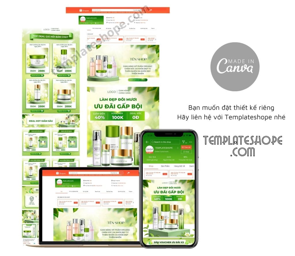 Shopee/Lazada template trang trí shop ngành sắc đẹp, sức khỏe ...