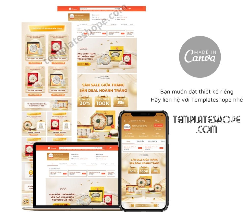 Shopee/Lazada template trang trí shop ngành bách hóa online, sức khỏe ...