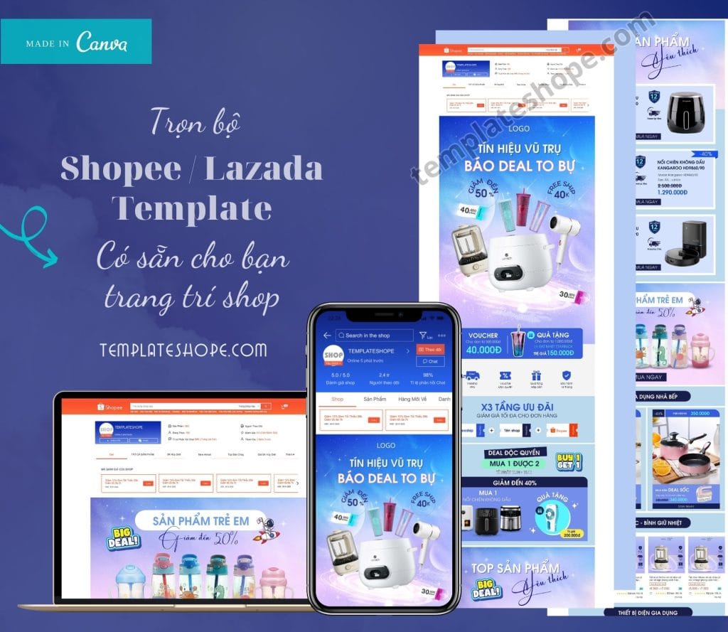 Shopee/Lazada template ngành thiết bị điện gia dụng, thiết bị điện tử ...