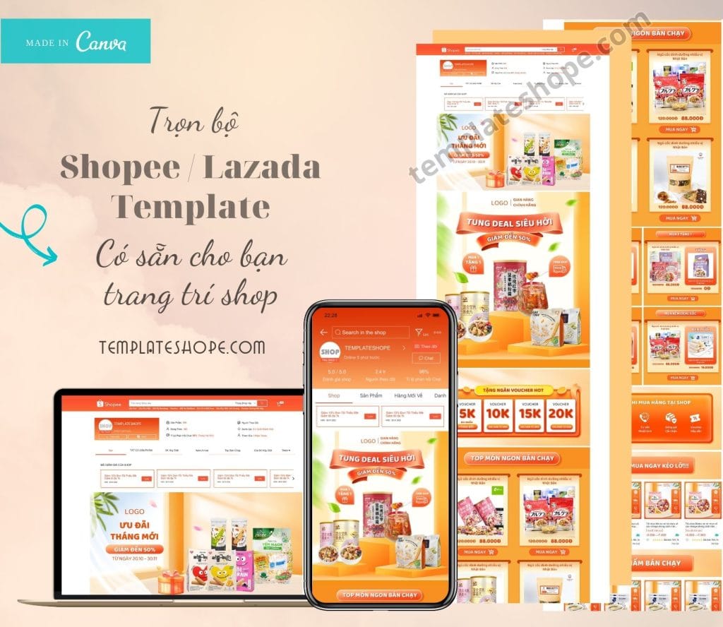 Template Shopee /Lazada ngành bách hóa online, sức khỏe, nhà cửa & đời ...