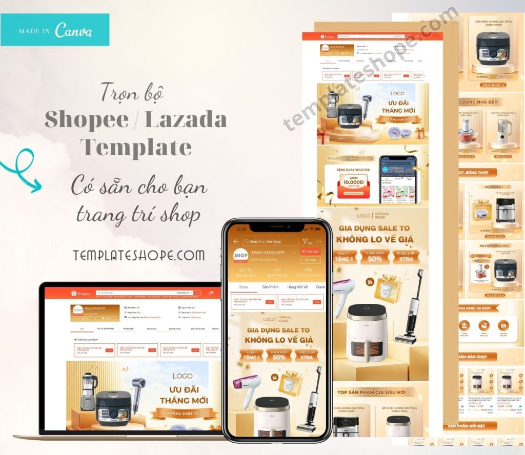 Shopee /Lazada Template ngành Thiết bị điện gia dụng, thiết bị điện tử ...